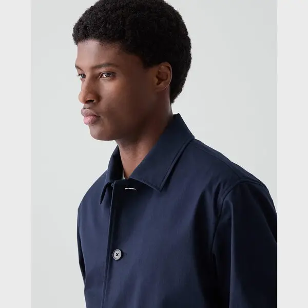 Theory Button-front Jacket In Moonsoft Cotton - Baltic