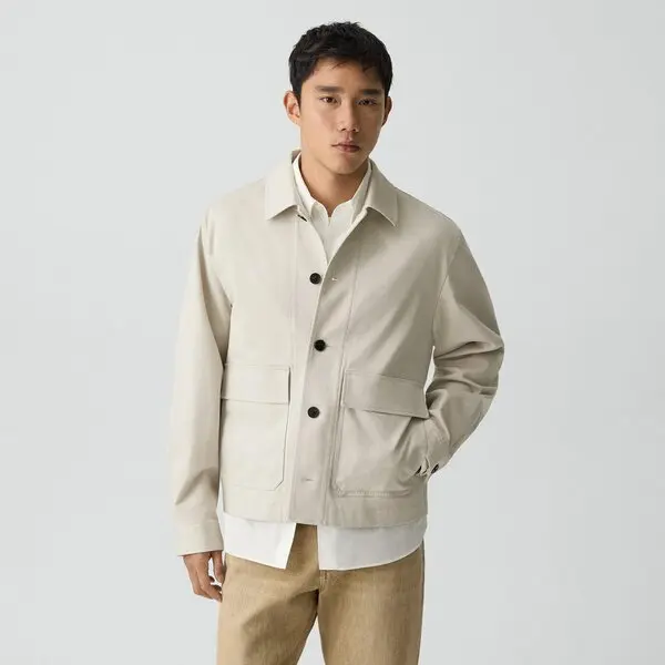 Theory Button-up Jacket In Moonsoft Cotton