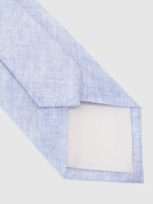 REISS Luciano Linen Woven Standard Neck Tie - Soft Blue