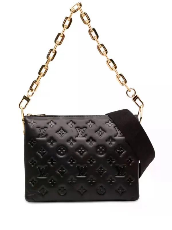 LOUIS VUITTON Monogram Embossed Lambskin Coussin Pm - Black