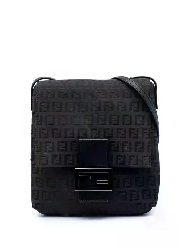 Fendi Zucchino Canvas Crossbody Bag - Black