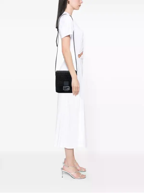 Fendi Zucchino Canvas Crossbody Bag - Black