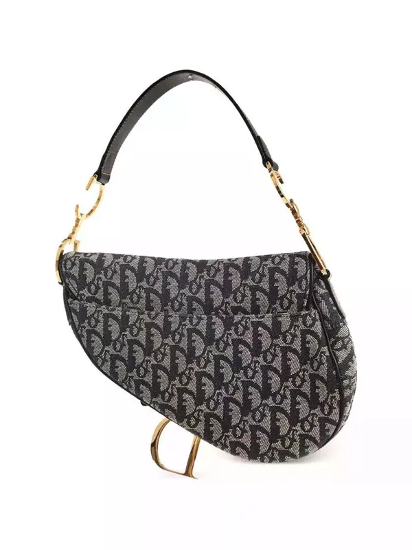 Dior 2003 Saddle Oblique Jacquard Tote Bag - Blue