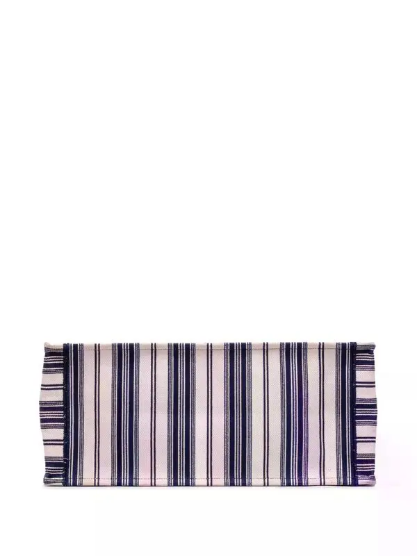 Dior 2018 Large Canvas Striped Book Tote Bag - Blue