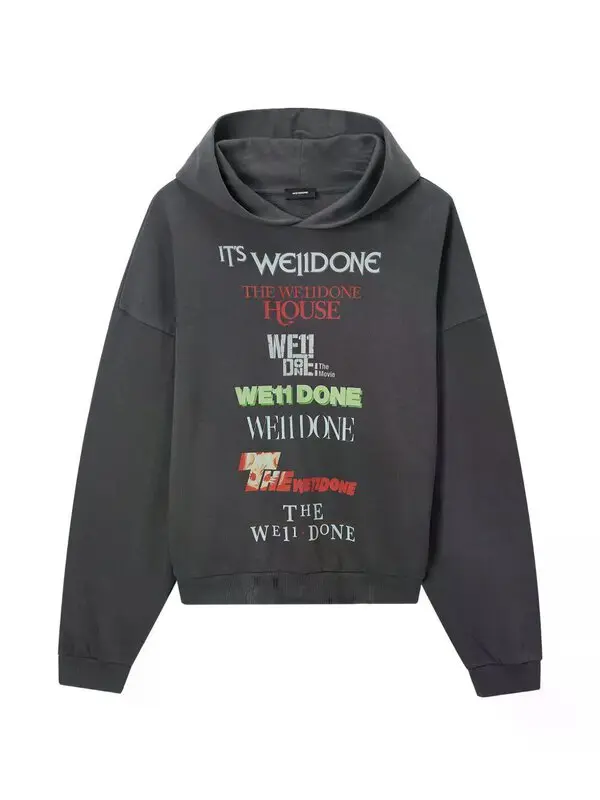 We11Done Hooded Graphic Print Sweatshirt