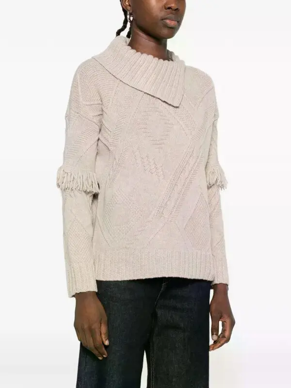 Max Mara Mastro Fringed Sweater - Neutrals
