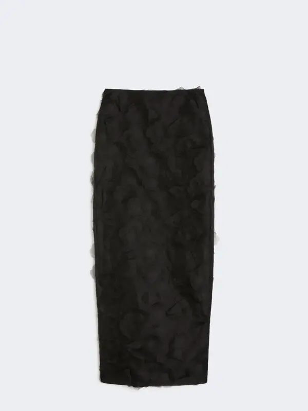 Max Mara Silk Jacquard Midi Skirt - Black