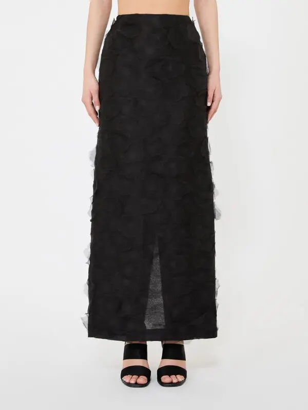 Max Mara Silk Jacquard Midi Skirt - Black