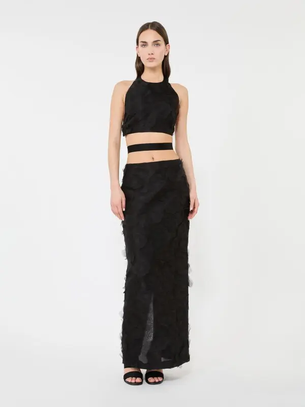 Max Mara Silk Jacquard Midi Skirt - Black