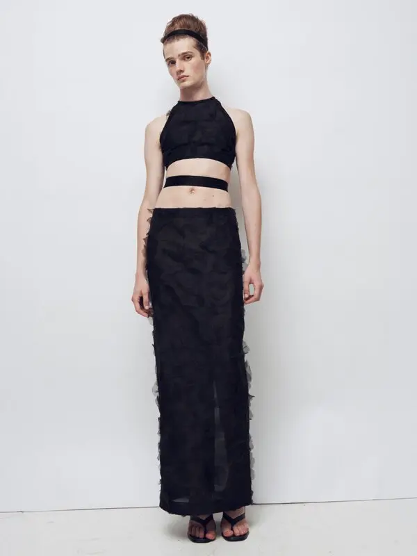 Max Mara Silk Jacquard Midi Skirt - Black