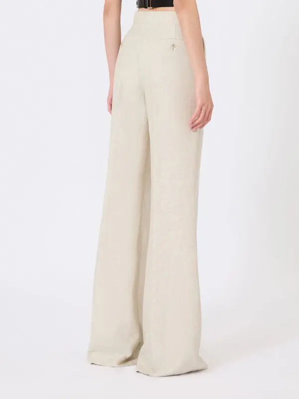 Max Mara Wide-leg Trousers In Linen Drill - Sand