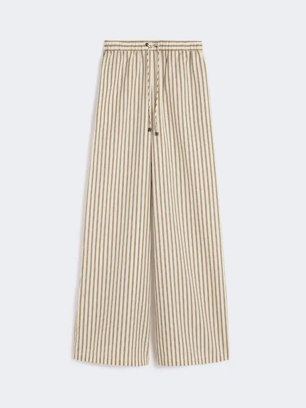 Max Mara Wide-fit Striped Cotton And Silk Canvas Trousers - Beige