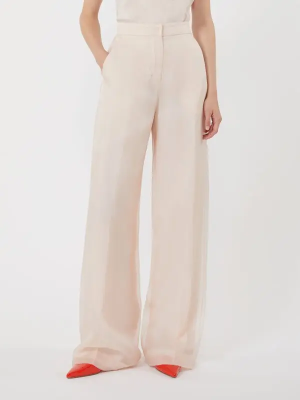 Max Mara Silk Organza Straight-leg Trousers - Powder