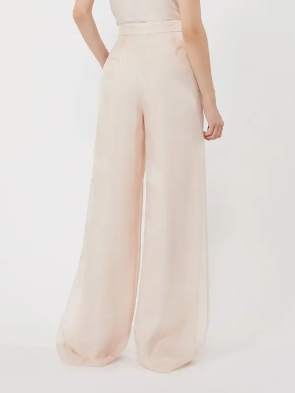 Max Mara Silk Organza Straight-leg Trousers - Powder