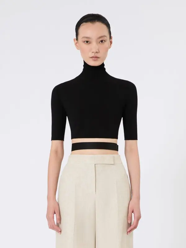 Max Mara Cropped Turtleneck Top