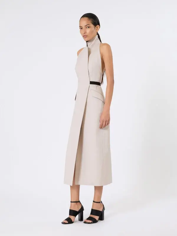 Max Mara Wool And Cotton Canvas Robe-manteau Dress - Beige