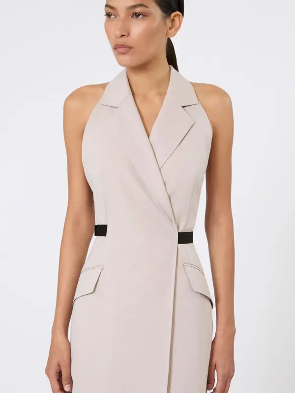 Max Mara Wool And Cotton Canvas Robe-manteau Dress - Beige