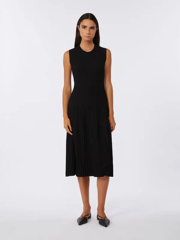 Max Mara Viscose Crêpe Yarn Fit & Flare Midi Dress