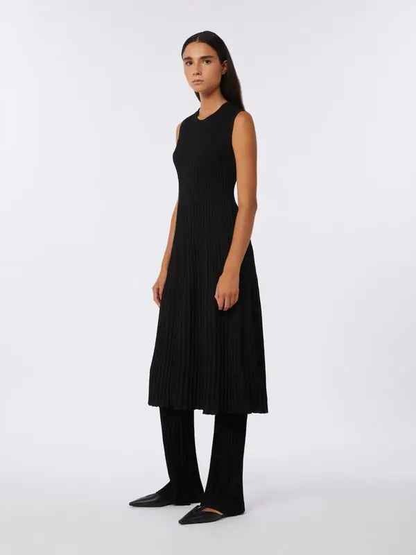 Max Mara Viscose Crêpe Yarn Fit & Flare Midi Dress