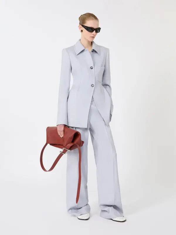 Max Mara Viscose-blend Gabardine Yoke-detail Trousers