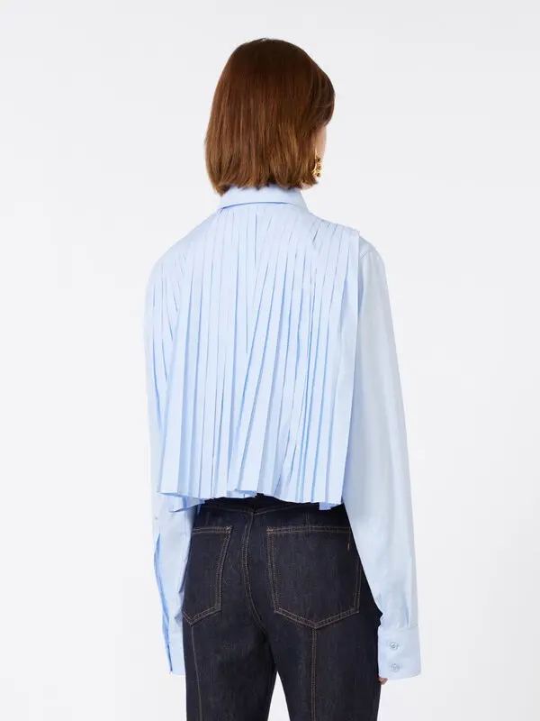 Max Mara Cotton Cropped Shirt With Pleated Back