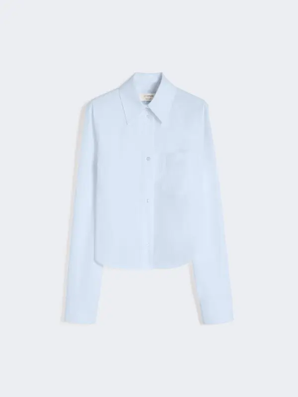 Max Mara Cotton Cropped Shirt With Pleated Back