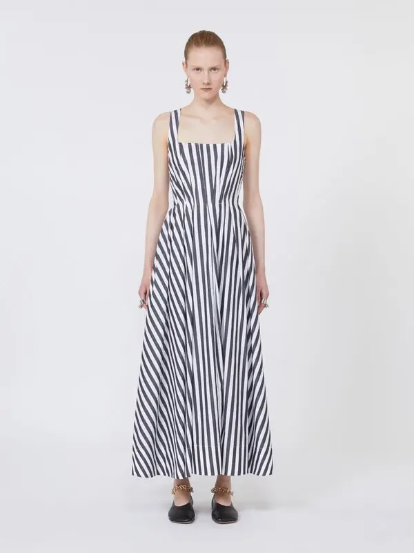 Max Mara Striped Cotton Poplin Maxi Dress - Black