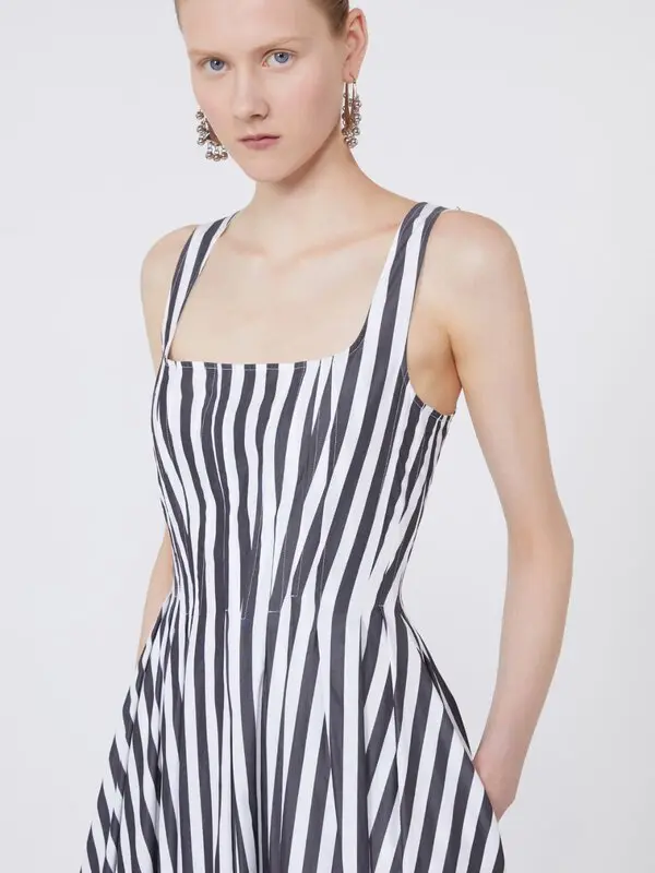 Max Mara Striped Cotton Poplin Maxi Dress - Black