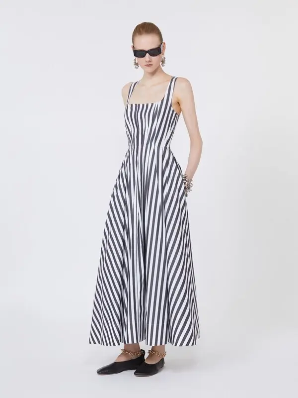 Max Mara Striped Cotton Poplin Maxi Dress - Black