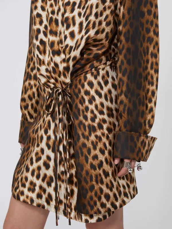 Max Mara Silk Twill Criss-cross Shirt Dress - Camel