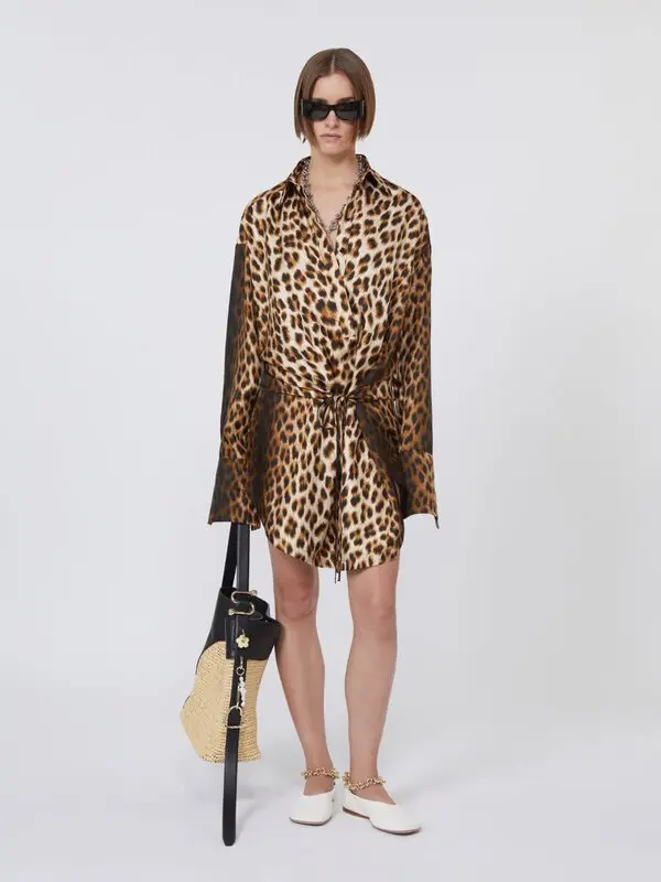 Max Mara Silk Twill Criss-cross Shirt Dress - Camel