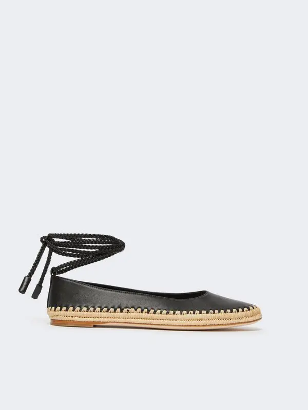 Max Mara Nappa And Raffia Ballerinas - Black