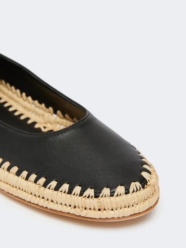 Max Mara Nappa And Raffia Ballerinas - Black