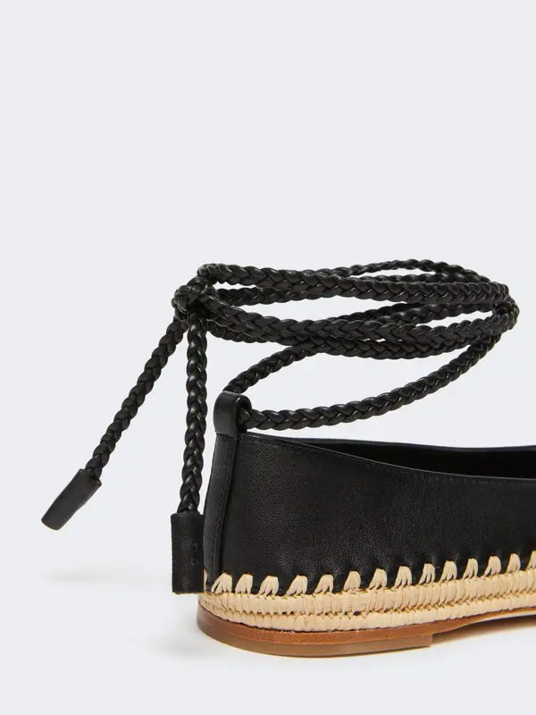 Max Mara Nappa And Raffia Ballerinas - Black