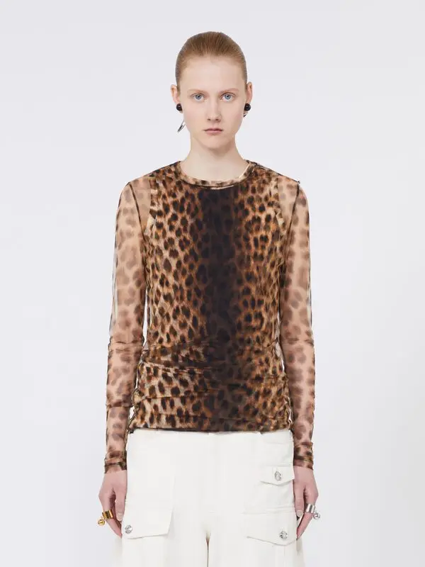 Max Mara Animal-print Bi-material Top