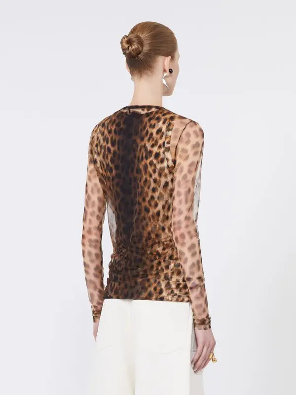 Max Mara Animal-print Bi-material Top