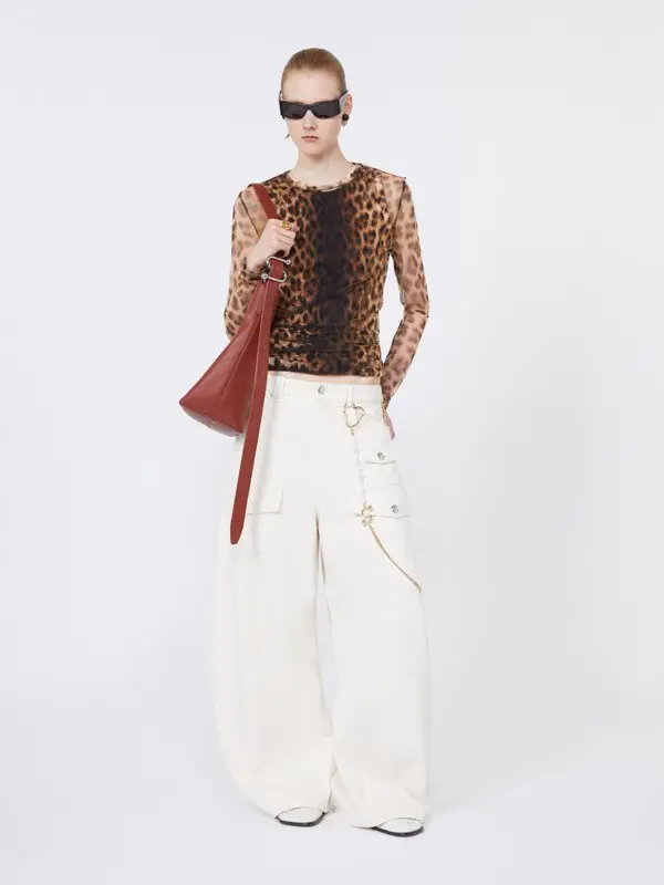 Max Mara Animal-print Bi-material Top