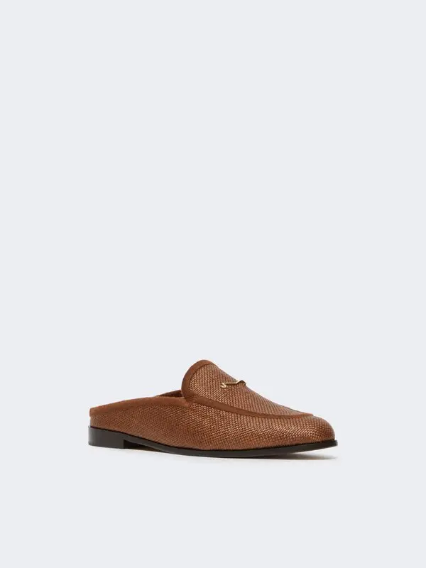 Max Mara Raffia-effect Canvas Mules