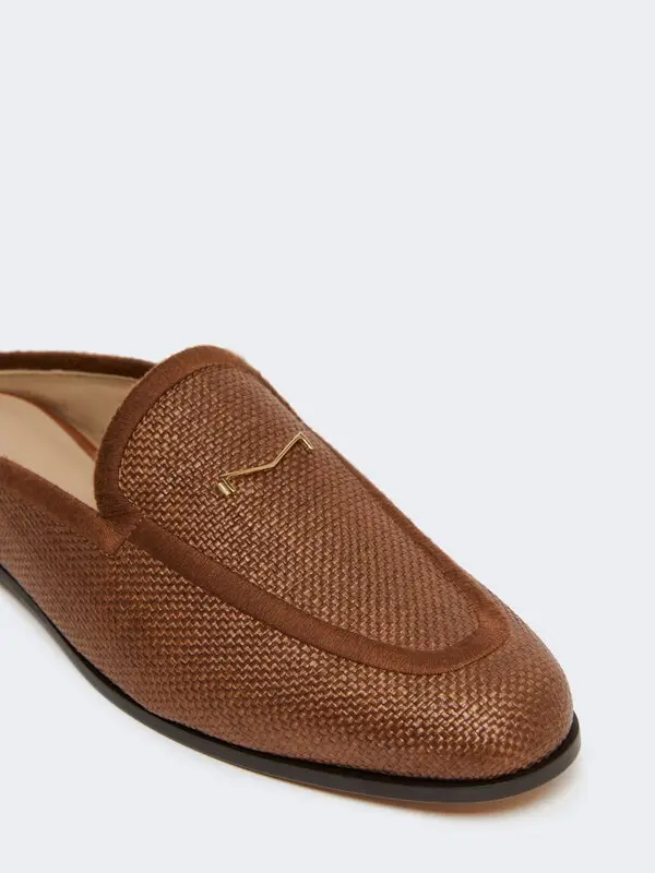 Max Mara Raffia-effect Canvas Mules