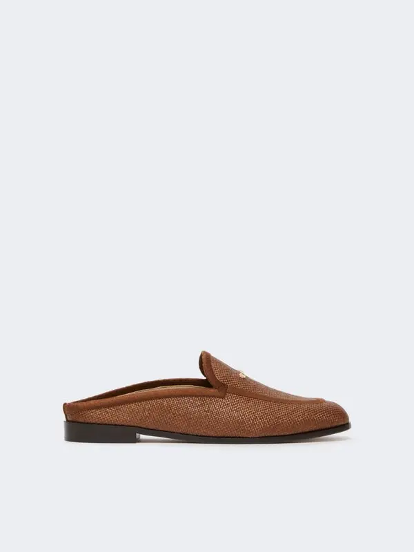 Max Mara Raffia-effect Canvas Mules
