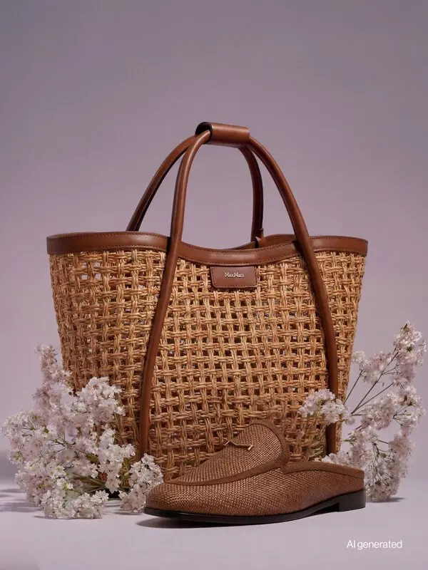 Max Mara Raffia-effect Canvas Mules