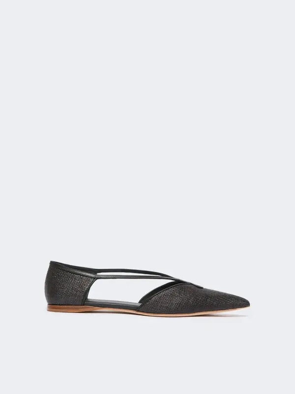 Max Mara Raffia-look Basketweave Ballet Flats - Black