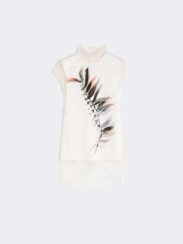 Max Mara Sleeveless Double-layer Satin And Tulle Top - White
