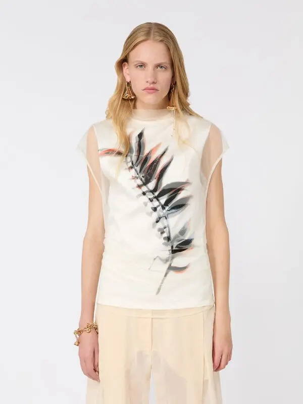 Max Mara Sleeveless Satin And Tulle Top