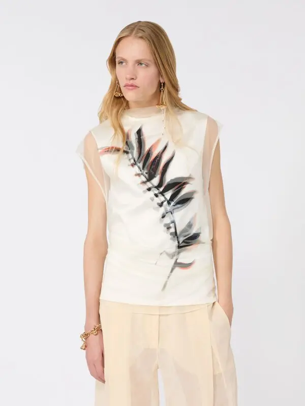 Max Mara Sleeveless Satin And Tulle Top