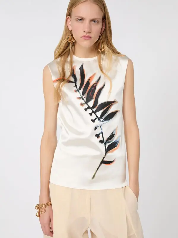 Max Mara Sleeveless Satin And Tulle Top
