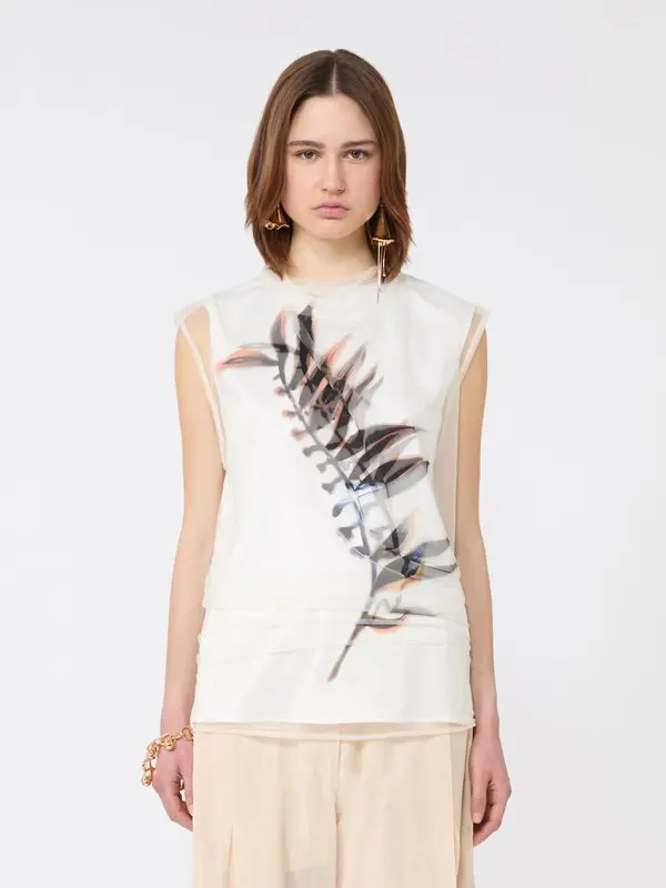 Max Mara Sleeveless Satin And Tulle Top