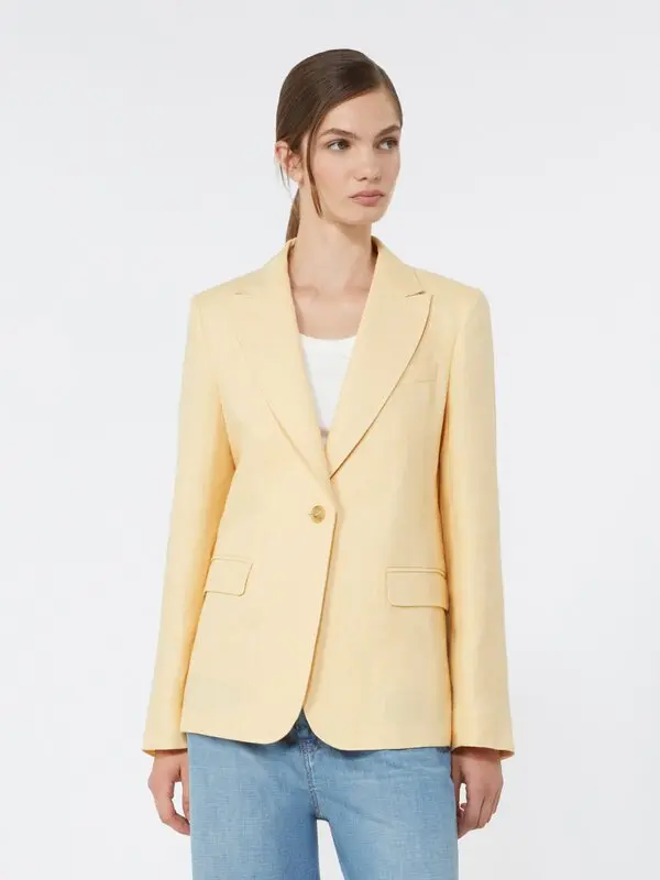 Max Mara Linen Canvas Blazer - Light Yellow