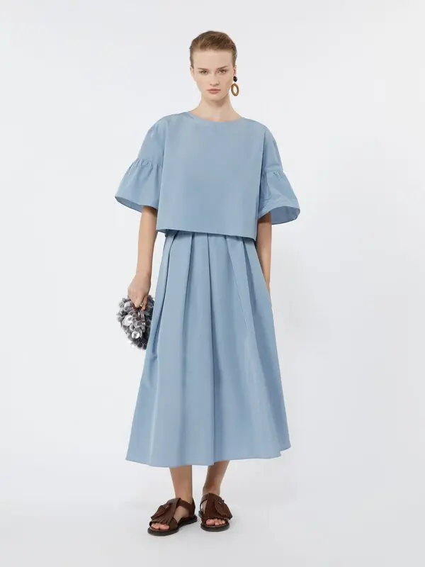 Max Mara Pleated Taffeta Long Skirt
