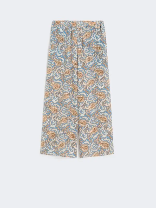 Max Mara Printed Crêpe De Chine Trousers - Light Blue